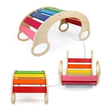 Wooden Rainbow Rocker Indoor Universal Wooden Rocking Play Swing Board ...
