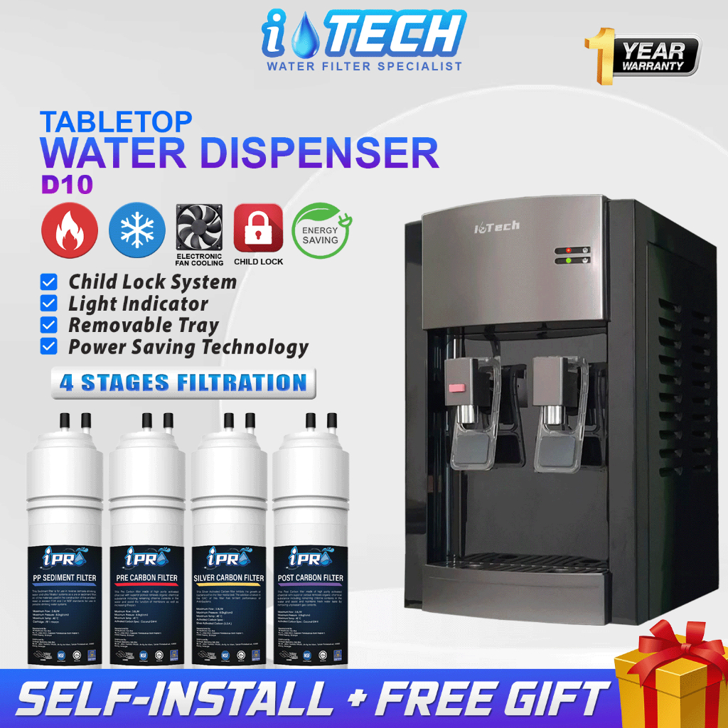 I-TECH Water Dispenser Tabletop Hot & Cold Purifier Penapis Air D10 - 4 ...