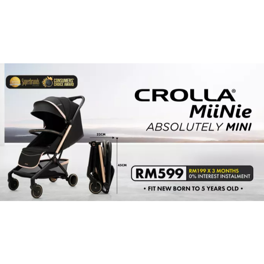 Crolla Miinie - Compact size stroller Onyx Black | Shopee Malaysia