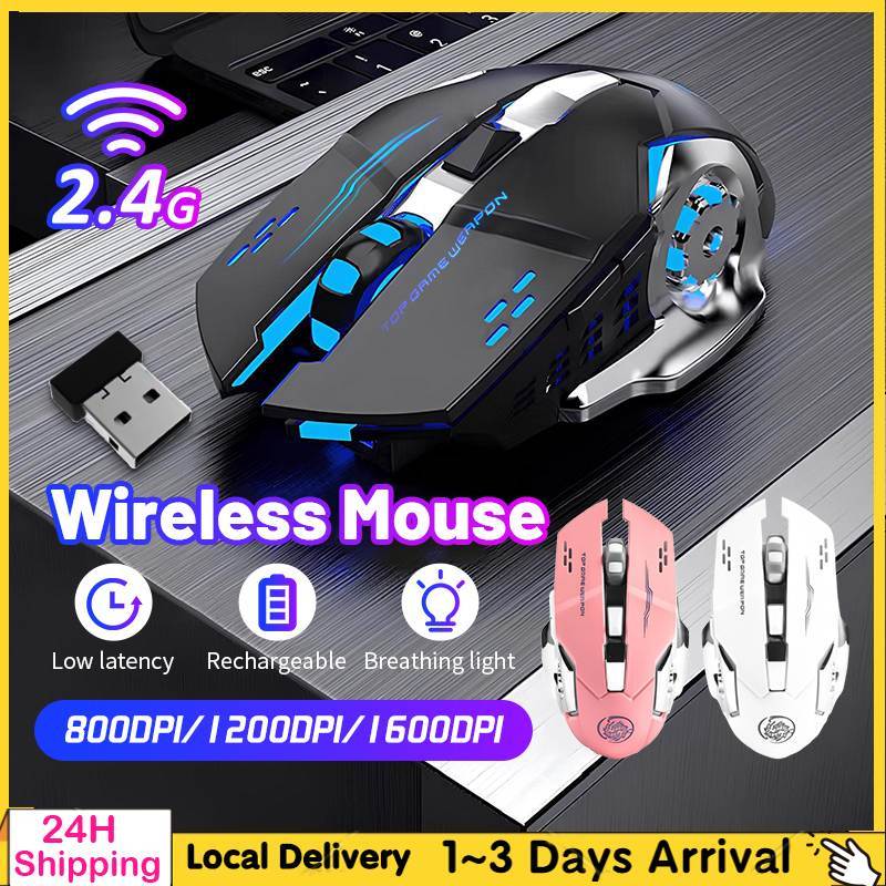 🔥New T1 Wireless Mouse 2.4G Computer Mouse Laptop USB Rechargeable Mute ...