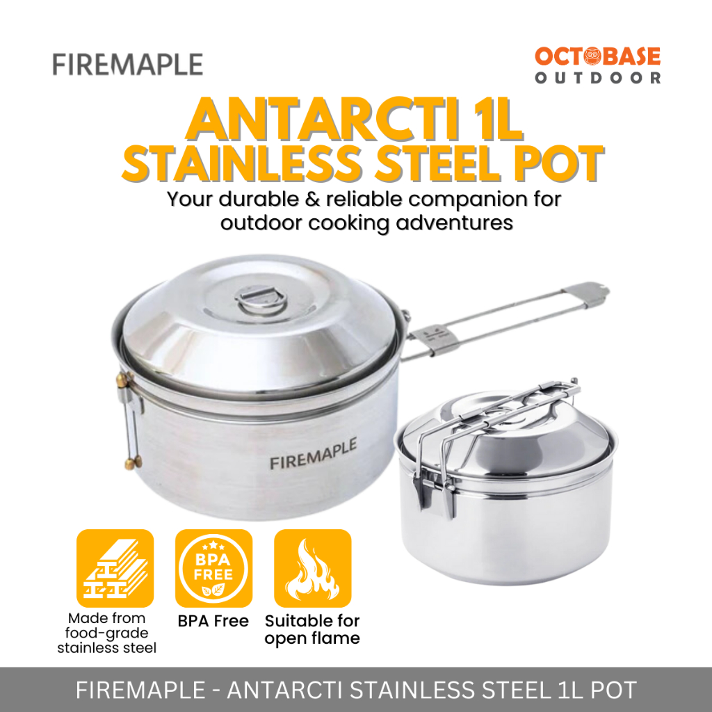 FIREMAPLE - ANTARCTI STAINLESS STEEL POT 1L BPA-FREE COOKWARE HIKING ...