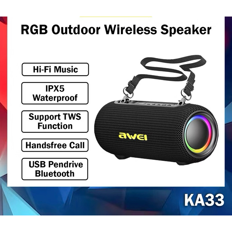 Awei KA33 Wireless Speaker RGB Outdoor Speaker Portable Handsfree Bass USB Awei Bluetooth ...