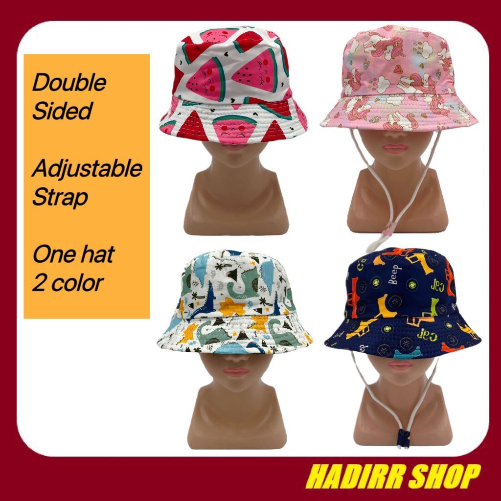 Topi Budak Anak Lelaki dan Perempuan Topi Kartun Fesyen Bucket Hat Gaya ...