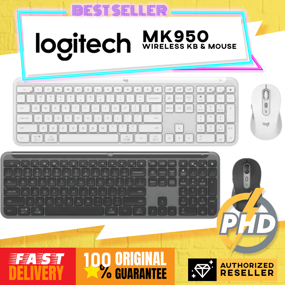 Logitech Mk950 Signature Slim Wireless Keyboard And Mouse Combo Sleek Design Quiet Typing And