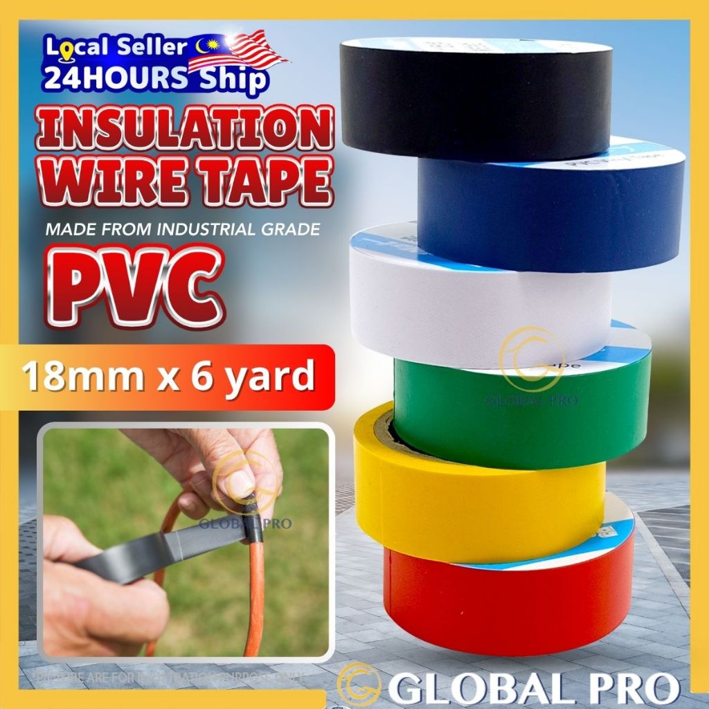 (1PC) PREMIUM PVC Insulation Tape 18mm x 6 yard Wire Tape Electrical Tape PVC TAPE Black Tape ...