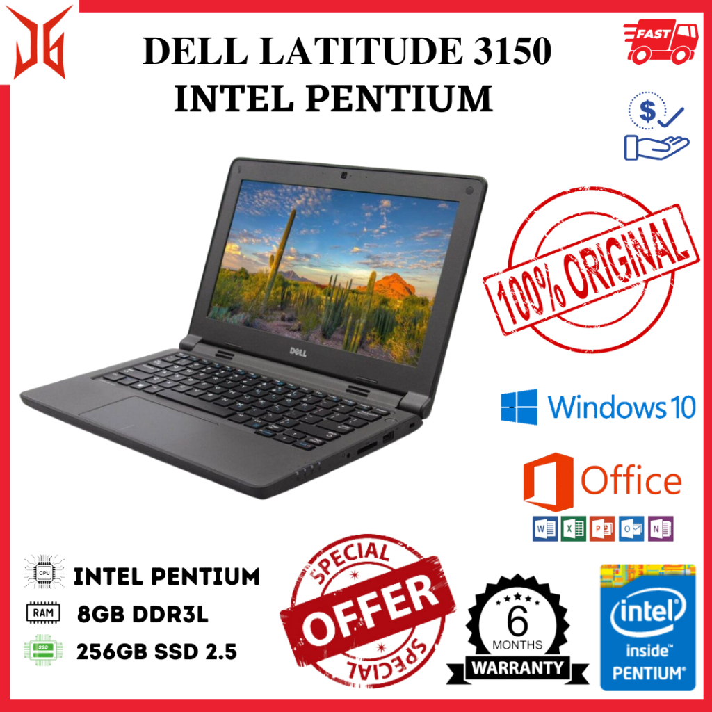 DELL LATITUDE 3150 INTEL PENTIUM 11.6" HD DISPLAY RAM 8GB 256GB SSD ...