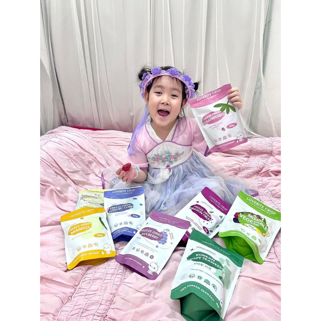 LoveBite Crisp Freeze dried Yogurt Strawberry Mango Banana Seaweed Mixed Veggie 50g | Shopee ...