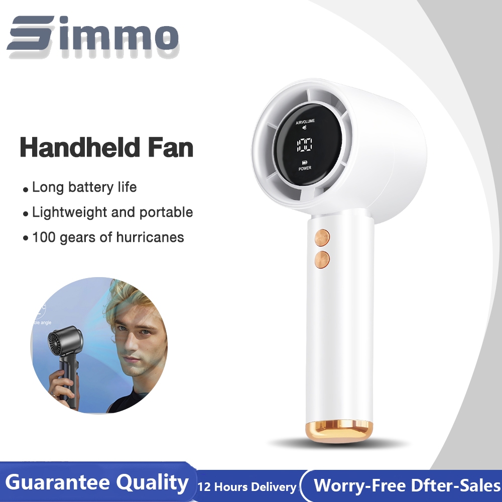 Simmo Portable Fan kipas angin 4000mAh Handheld Fan 100 Levels ...