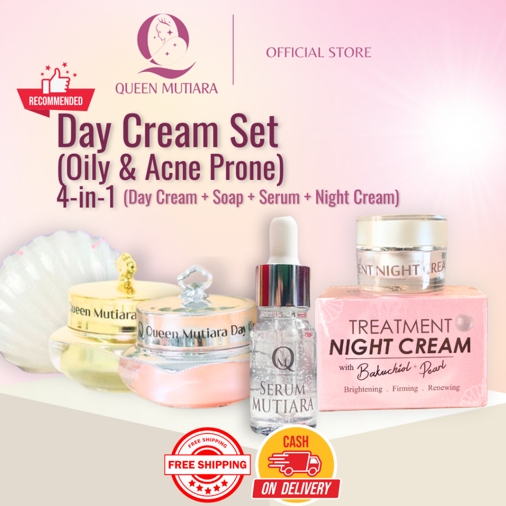 QUEEN MUTIARA | 4-IN-1 DAY CREAM SET | DAY CREAM + SOAP + SERUM + NIGHT ...
