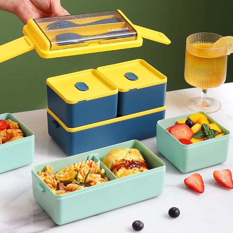 Japanese Style Double-layer Plastic Lunch Box Office Worker Bento Box ...