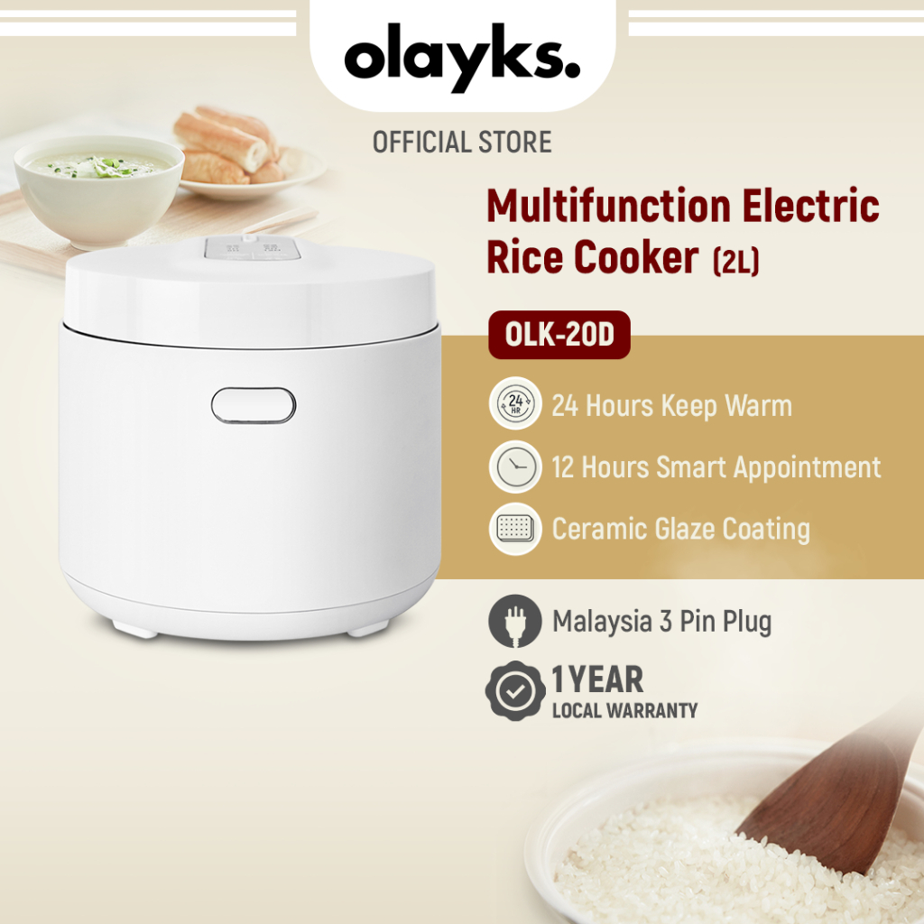Olayks 2L Mini Rice Cooker Multifunction Rice Cooker Non Stick Periuk Nasi Porridge Soup Cooker ...
