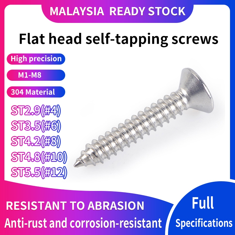 304 Stainless Steel Screw CSK Self Tapping Screw ST3 ST3.5 ST4.2 ST4.8 ...