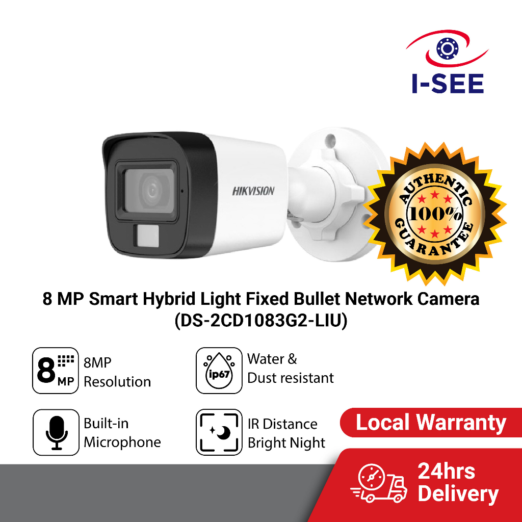 Hikvision 8MP 4K Smart Hybrid Light Fixed Bullet Network Camera DS ...