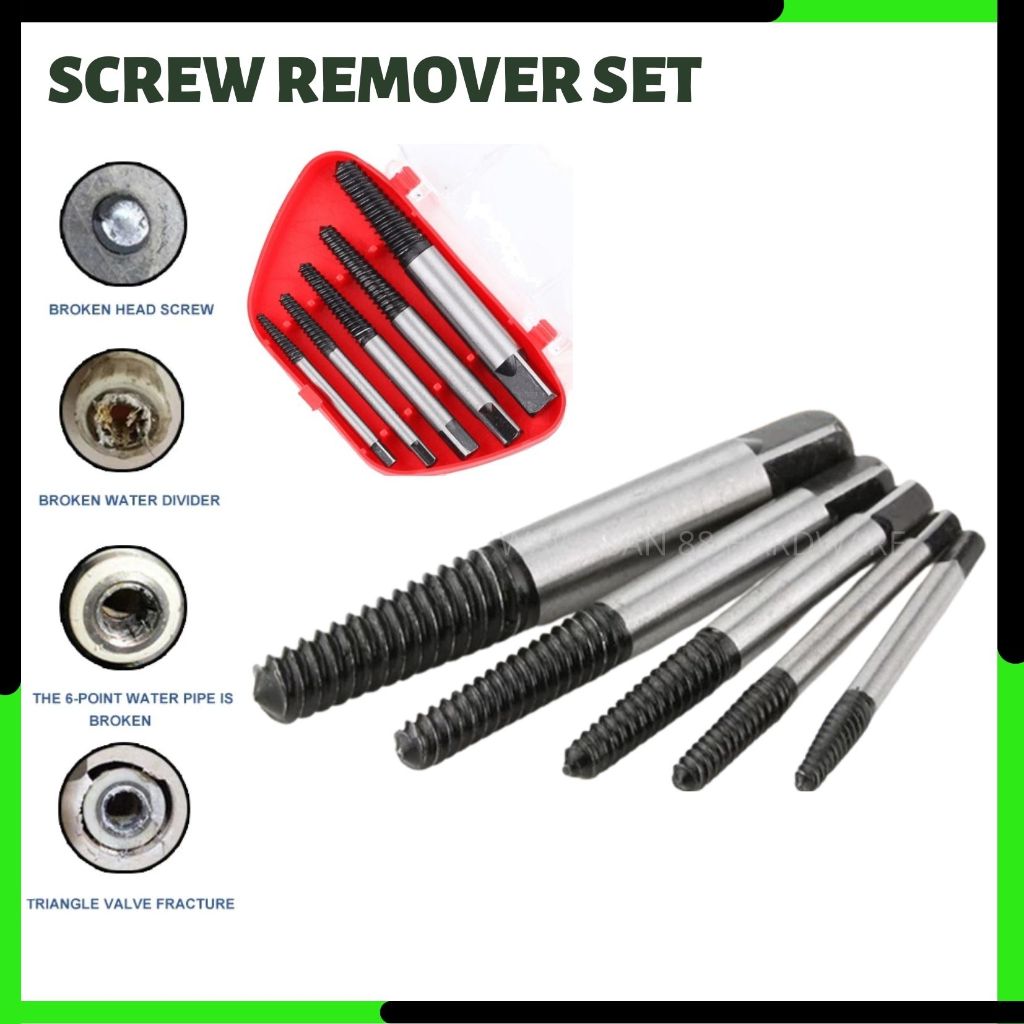 5PCS/SET Screw Extractor Damaged Screw Bolt Broken Pipe Screw Remover ...