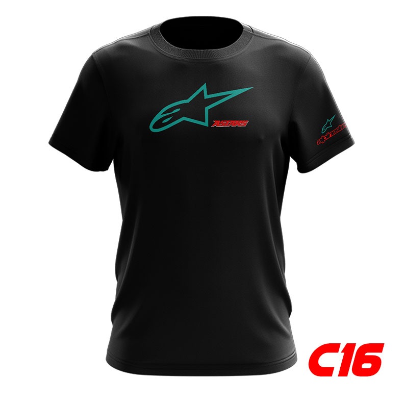 C 16 BAJU MOTOR RIDE ALPAN DESIGN RACING SUPERBIKE RARE KAIN COTTON ...