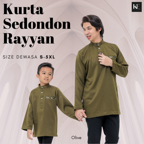 Rayyan Kurta Olive Green Ayah dan Anak Sedondon Lelaki Dewasa Cekak ...