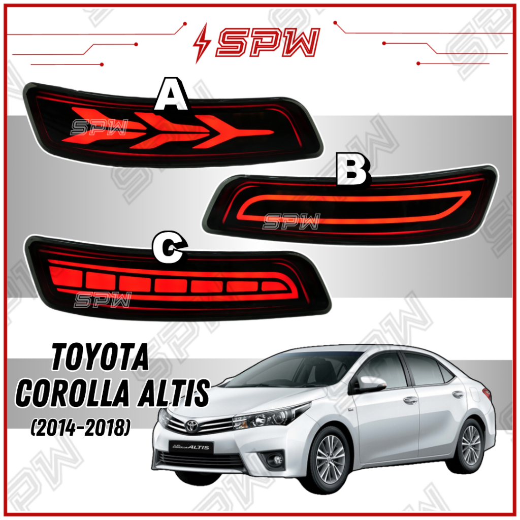 Toyota Corolla Altis (2014-2018) Reflector Rear Bumper LED Dynamic LED ...