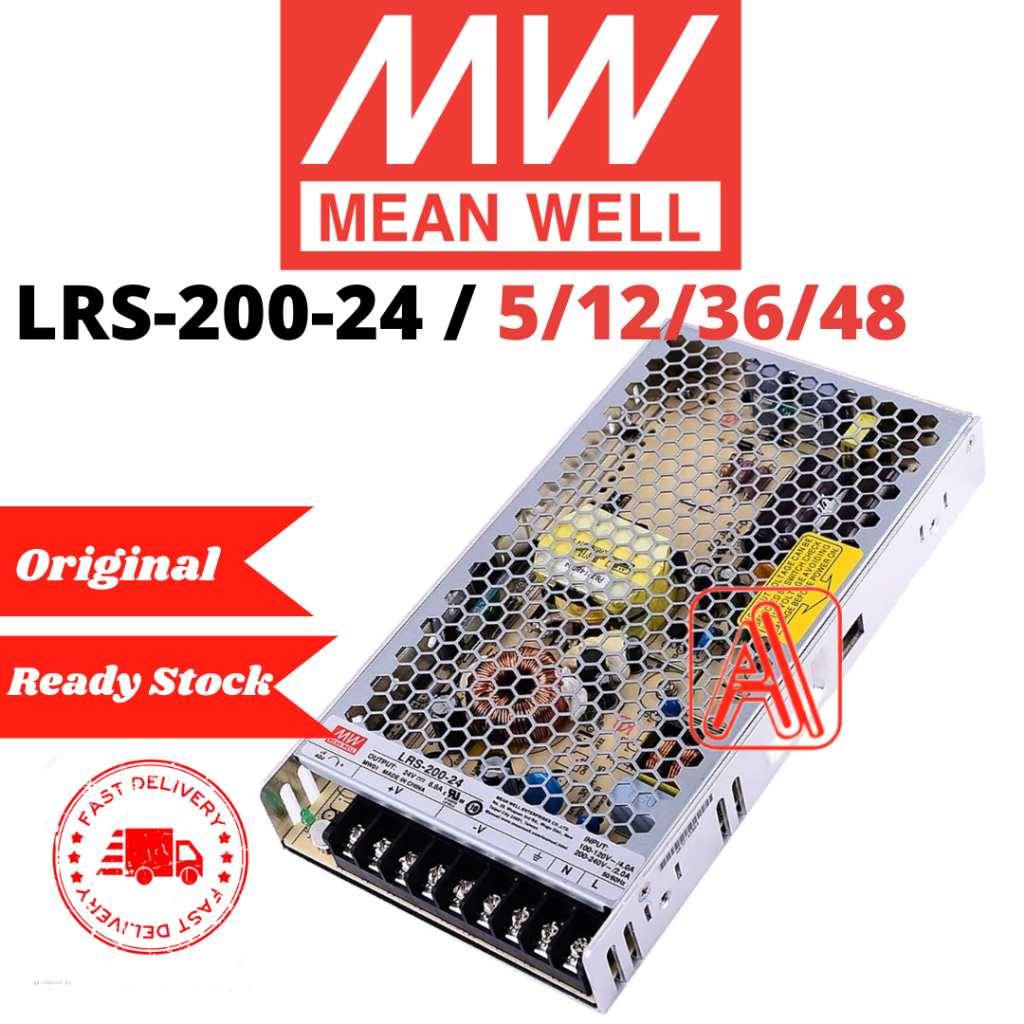 Mean Well LRS-200-24 200W 24V 8.8A / LRS-200-5/12/36 MeanWell Power Supply ~ Original 👍1 Year ...