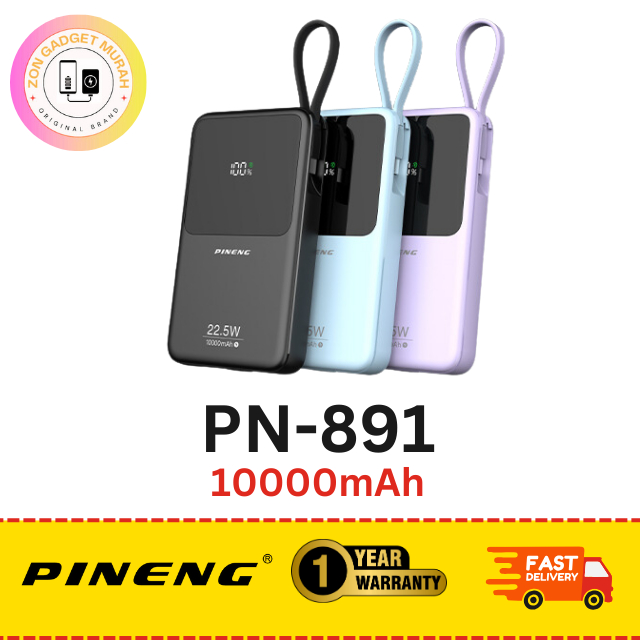 [3C CERTIFIED] Pineng PN-891 PD (10000mAh) PD 22.5W, Built in Dual ...
