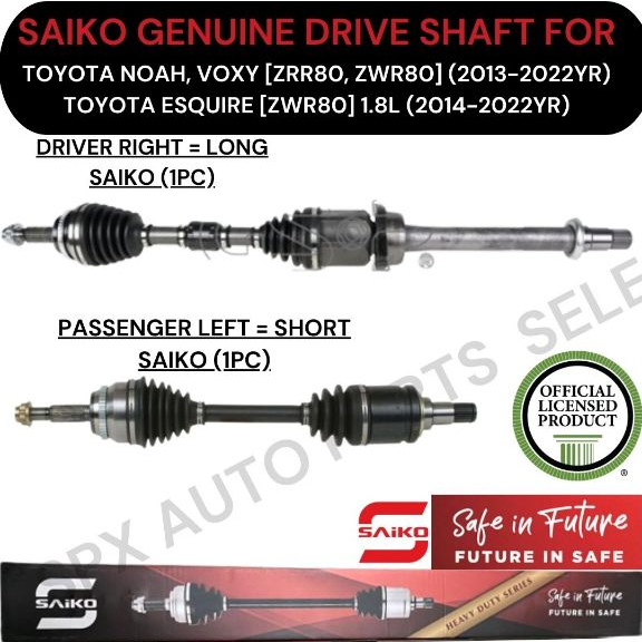 SAIKO GENUINE DRIVE SHAFT ASSY (FRONT) FOR TOYOTA NOAH, VOXY [ZRR80 ...
