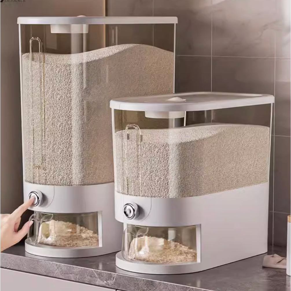 ButtonGrey Button Large Rice Dispenser & Grain Storage Container Tank ...
