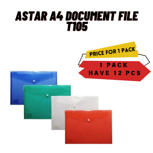 【1PACK=12PCS ! ! !】Astar A4 document file/a4 Button File T105 (One Pack ...