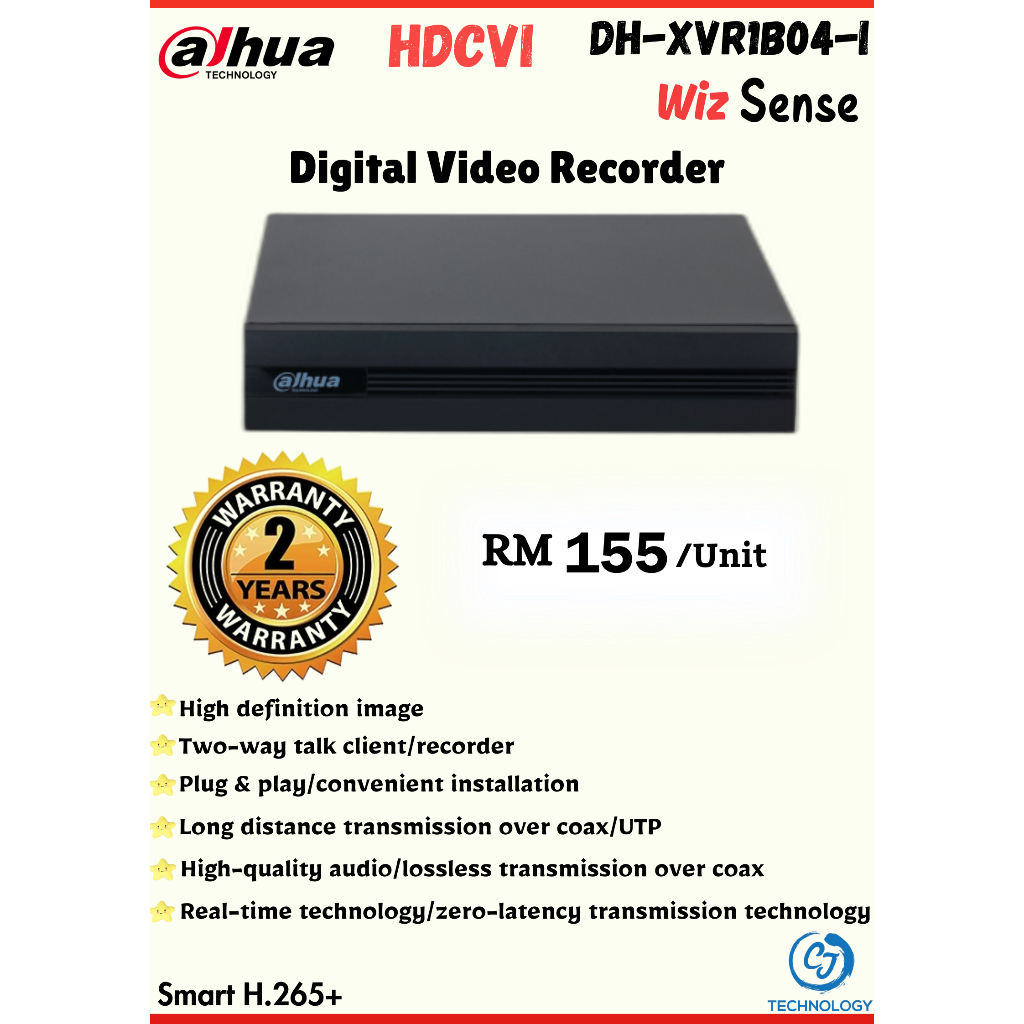 DAHUA HDCVI DH-XVR1B04-I Digital Video Recorder Wiz Sense | Shopee Malaysia
