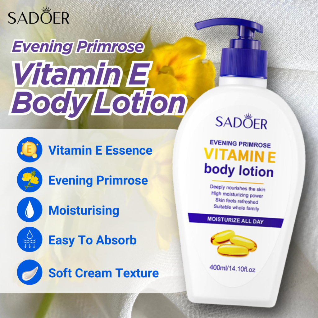 SADOER Evening Primrose Vitamin E Body Lotion - Moisturize All Day - 400ML | Shopee Malaysia