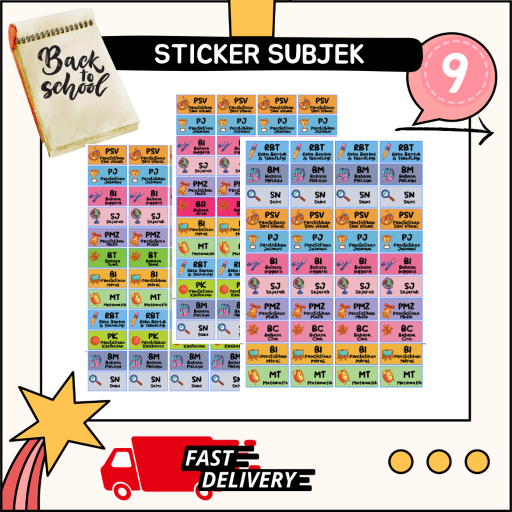 Sticker Subjek sekolah Sticker Subject Sekolah rendah | Shopee Malaysia