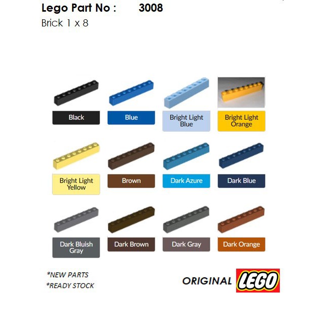 A27.[Ready Stock] 3008. Original Lego Parts : 1 x 8 Brick | Shopee Malaysia