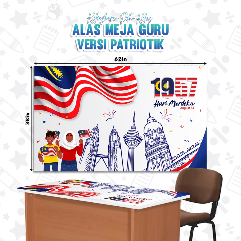 🌸1 DAY SHIP🌸 ALAS MEJA GURU TEBAL 380GSM - VERSI PATRIOTIK MERDEKA ...