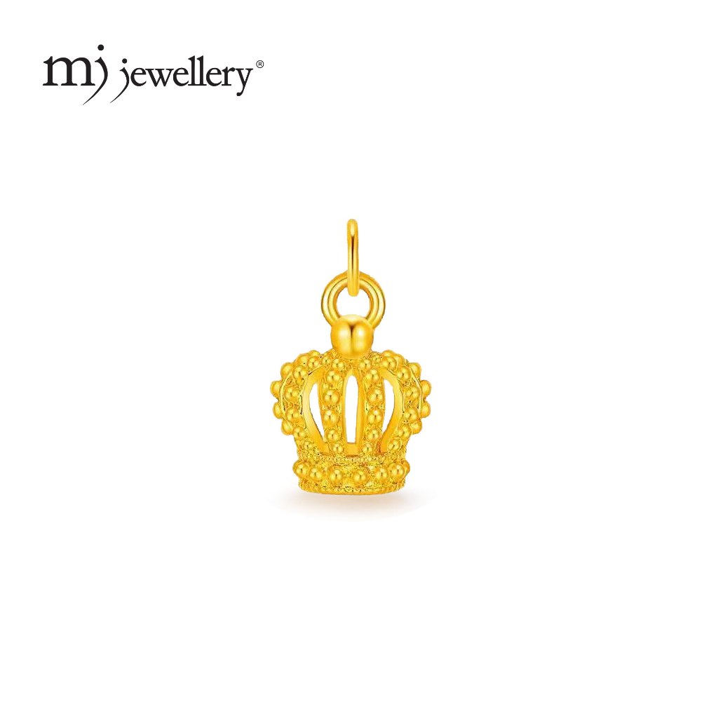 MJ Jewellery 3D 999.9/24K Pure Gold Crown Pendant B716 | Shopee Malaysia