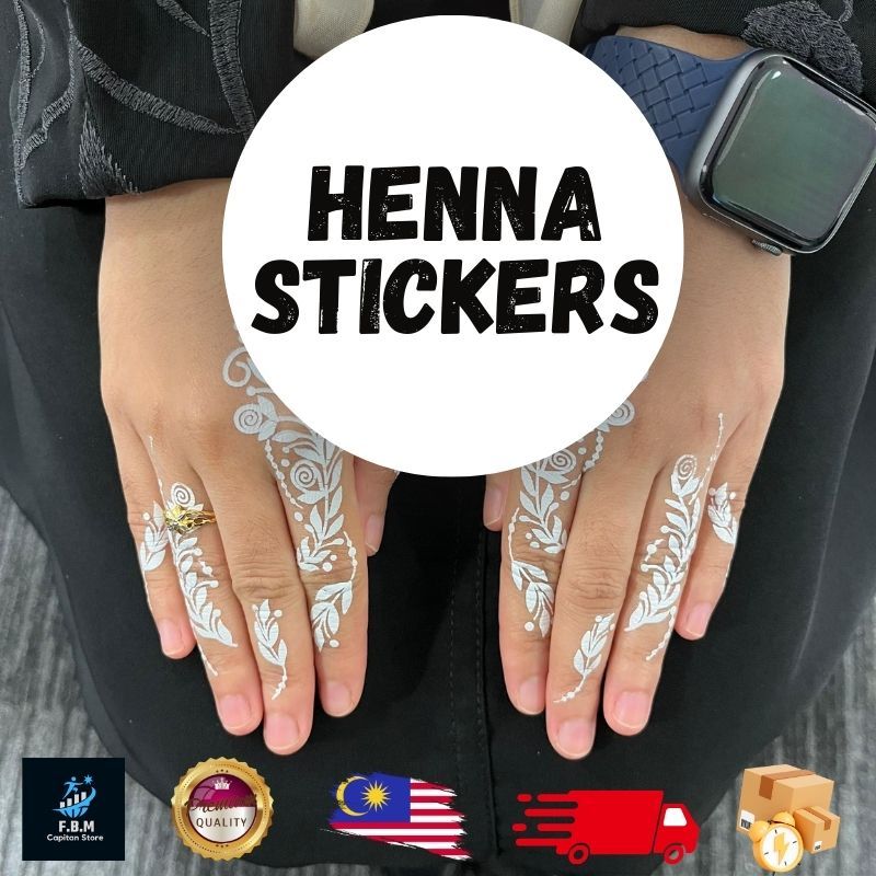 Henna Stickers Merah / Henna Sticker Putih/Henna Kawin/ Henna Tunang ...