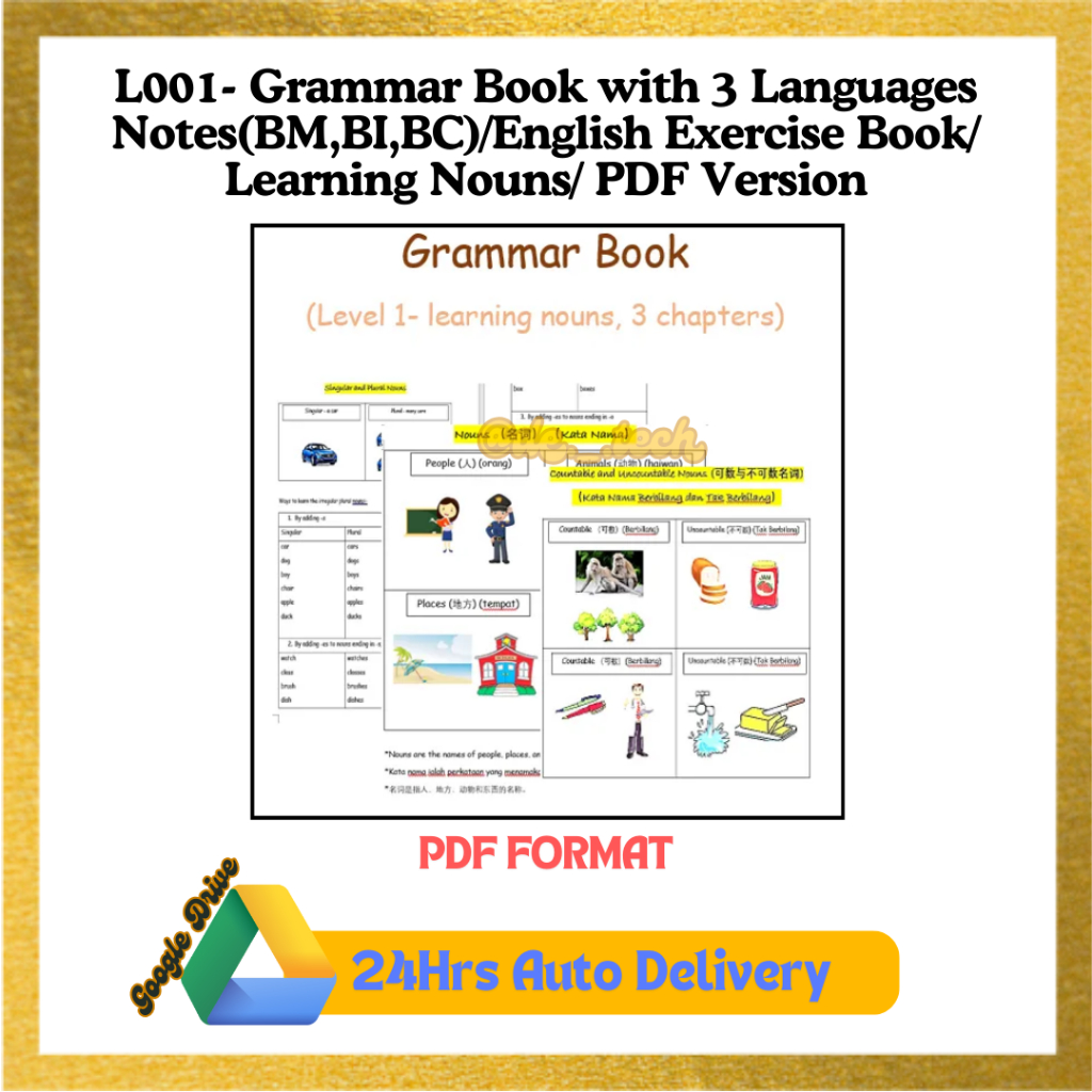 L001- Grammar Book with 3 Languages Notes(BM,BI,BC)English Exercise ...
