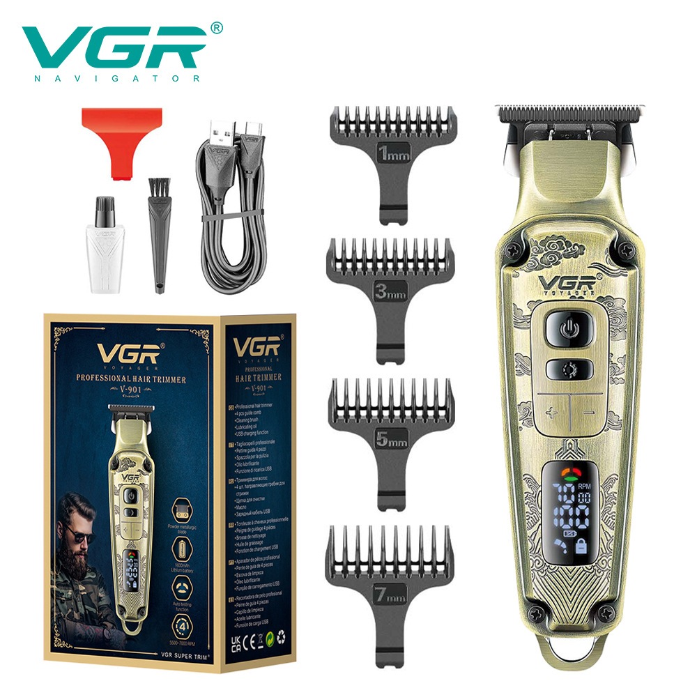 VGR V-901 Premium Metal Housing Hair Clipper Display powder metallurgic Blade 5500-7000 RPM 4 ...