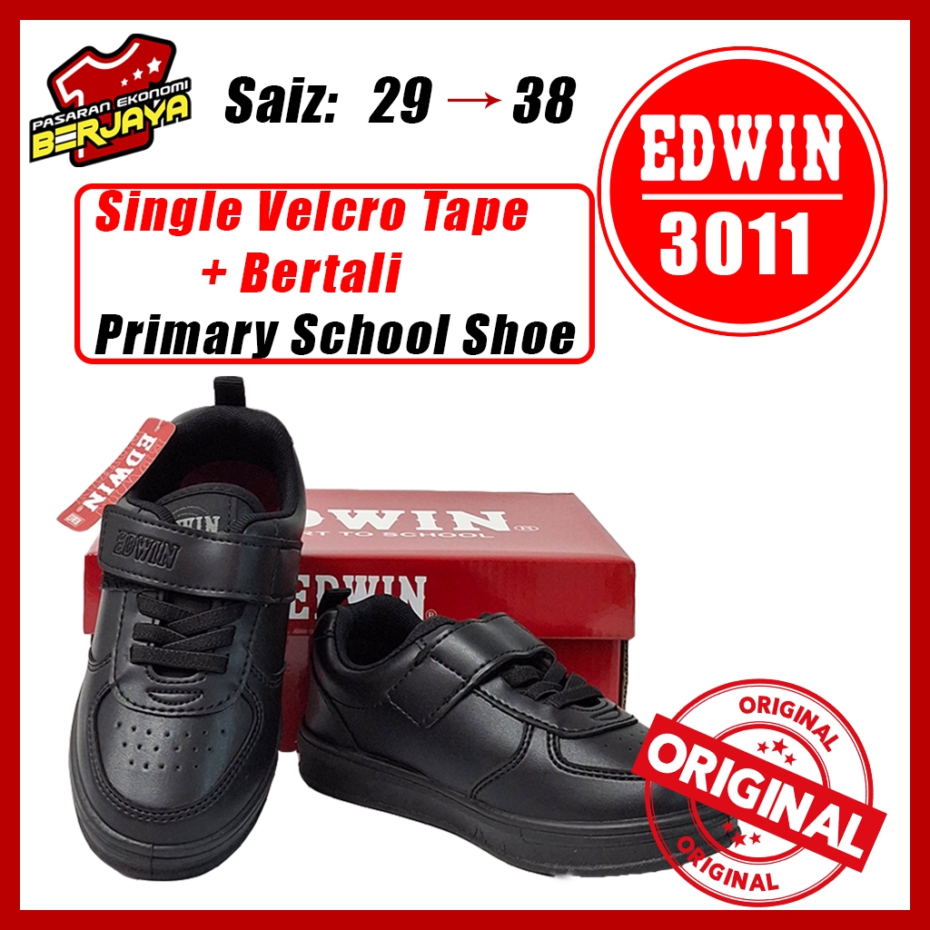 Kasut Sekolah Hitam Edwin #3011 /Black School Shoes/Slip-on/Sarung ...