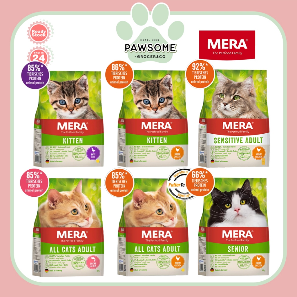 MERA Kitten/Adult/Sensitive/Senior Cat Food For Kittens & Cats 400g/2kg ...