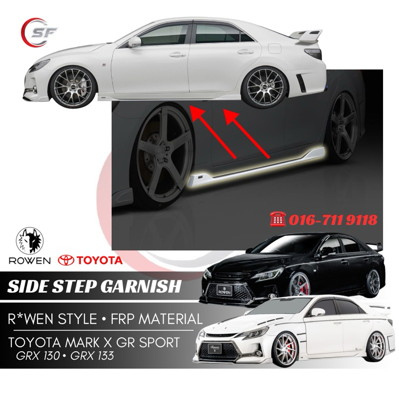 Toyota Mark X Gr Sport (Grx130/ Grx133) Japan Rowen Style Side Step ...