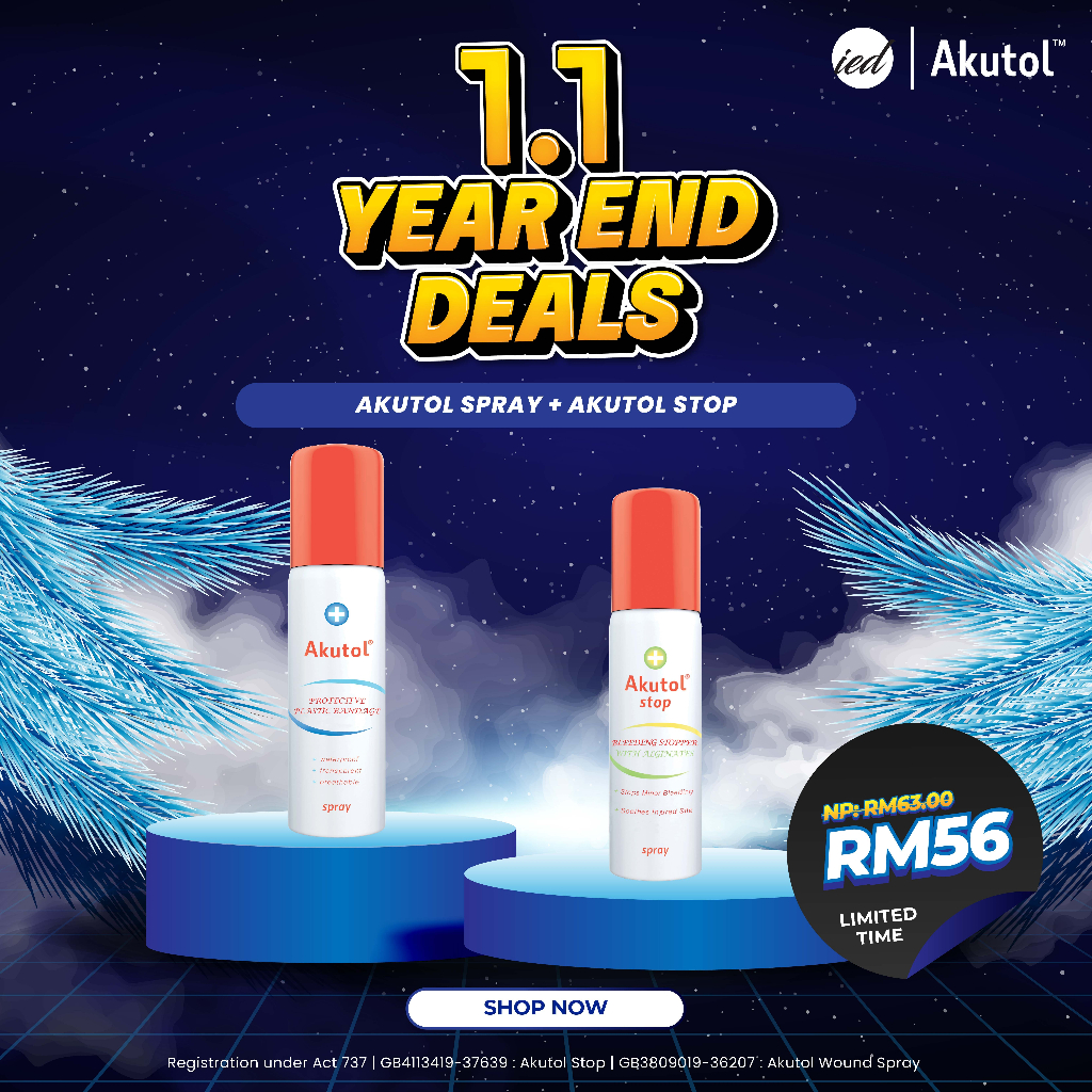 AKUTOL COMBO PACK (Protective + Bleeding Stopper) 60ml | Spray Luka ...