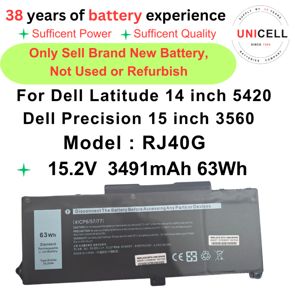 For Dell Laptor battery 15.2V 3491mAh 63Wh Latitude 5420 5520 Precision ...