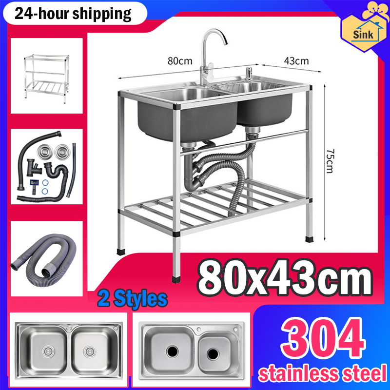 77*47cm Sinki Dapur Stainless Steel Sink With Sink Stand Complete Set ...