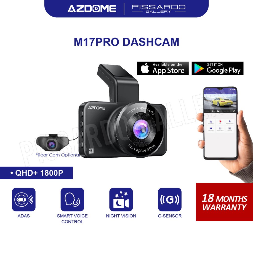 【AZDOME】M17PRO 3K Quad HD+ Dual Channel Front & Rear DashCam Night ...