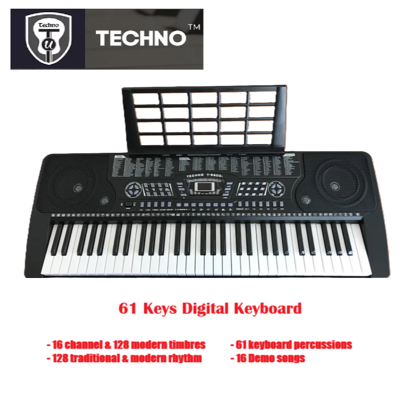 Techno T-9600i Generation 2 Electronic 61 Keys Digital Keyboard Piano ...