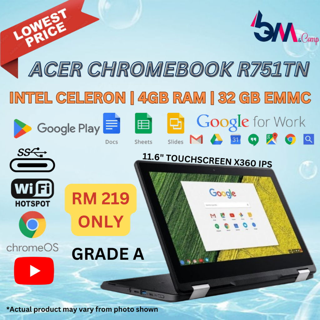 ACER CHROMEBOOK R11 11.6'' Inch 4GB / 16GB (TOUCHSCREEN) 360 FLIP ...