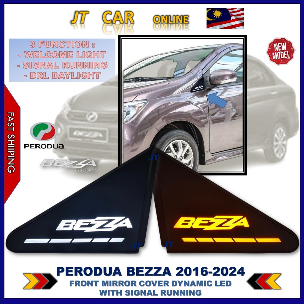PERODUA BEZZA ACCESSORIES 2016 - 2024 FRONT MIRROR COVER DYNAMIC LED ...