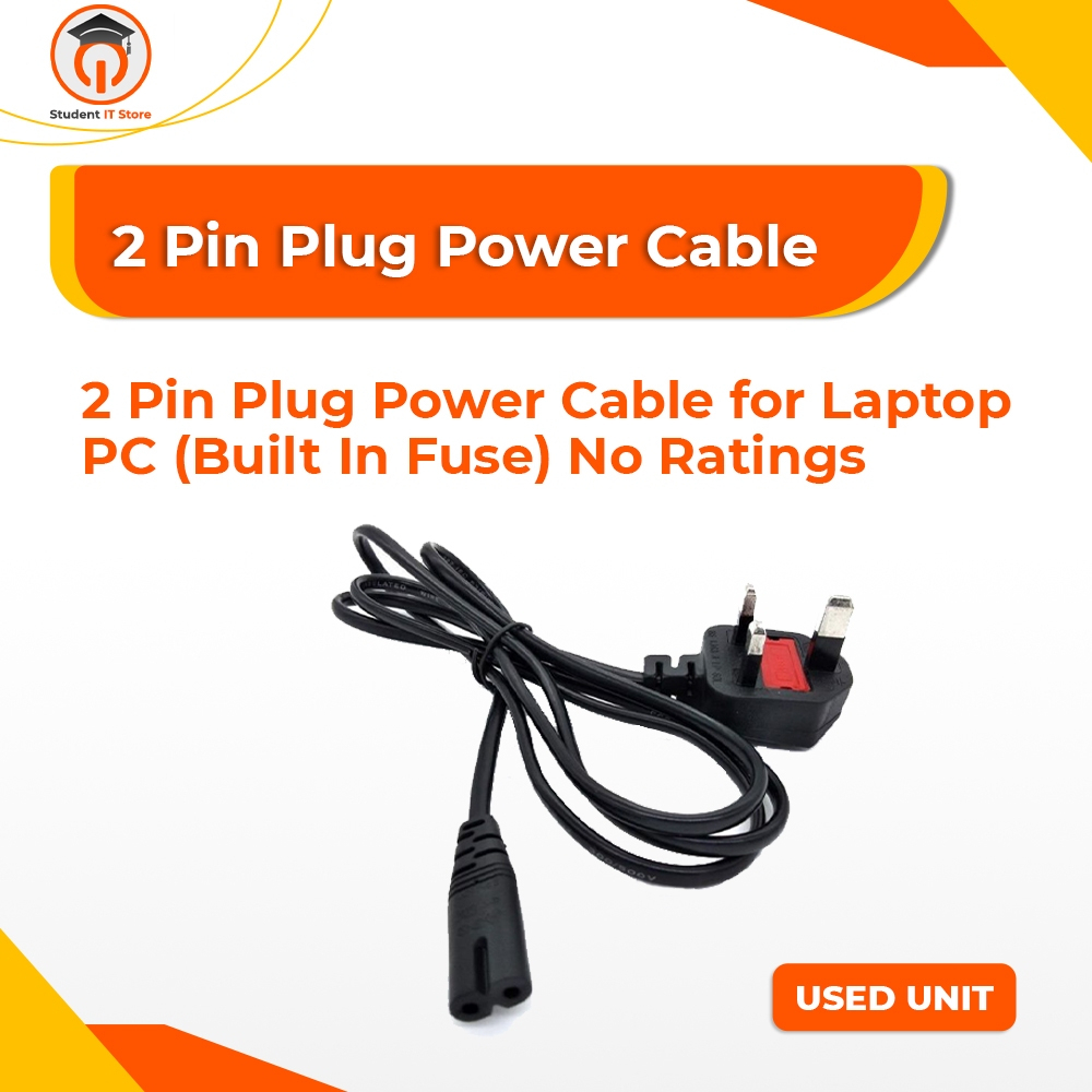 2 Pin Plug Power Cable for Laptop PC (Built In Fuse) | Shopee Malaysia