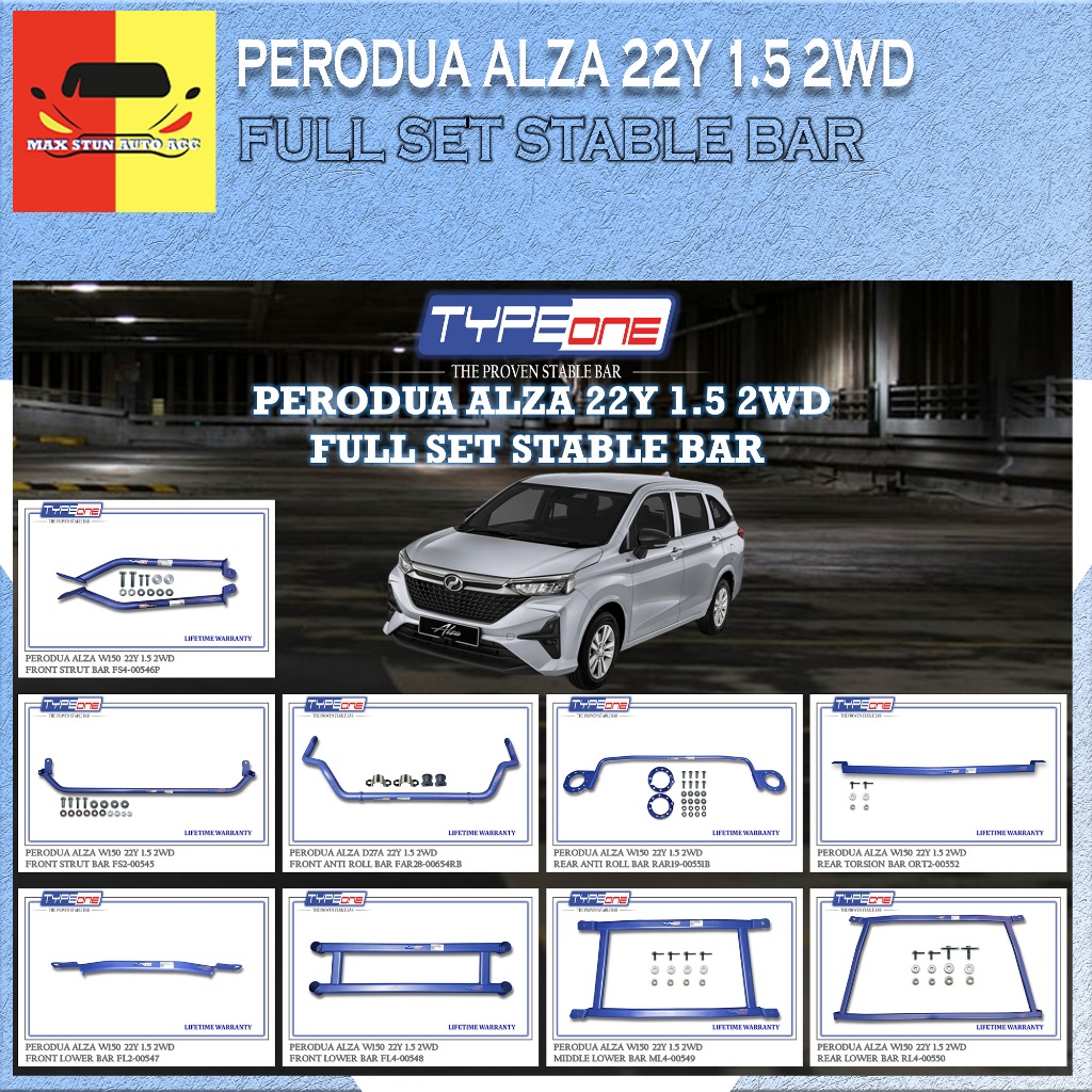 TYPE ONE 100% ORIGINAL PERODUA ALZA 22Y 1.5 2WD FULLSET STABLE BAR ...