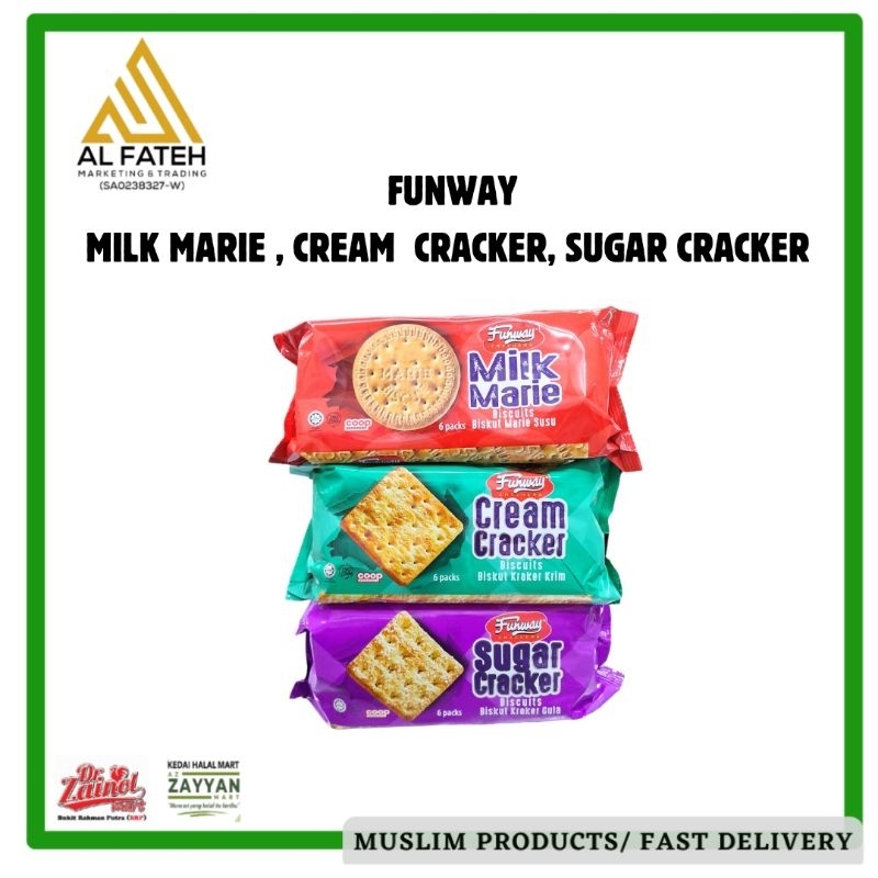 Clearance FUNWAY BISKUT, Cream Cracker, Milk Marie, Sugar Cracker ...
