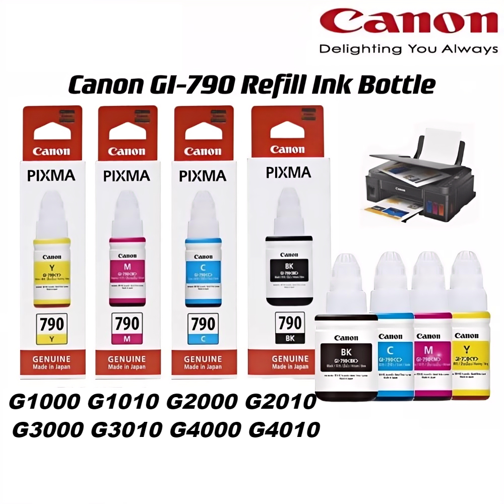 (BOX)ORIGINAL CANON GI790 GI-790 BLACK CMY ORIGINAL REFILL INK G1000 ...