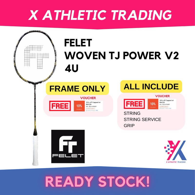 [GOH V SHEM RACKET] 3U/4U FELET WOVEN TJ POWER V2 Speed attack ...